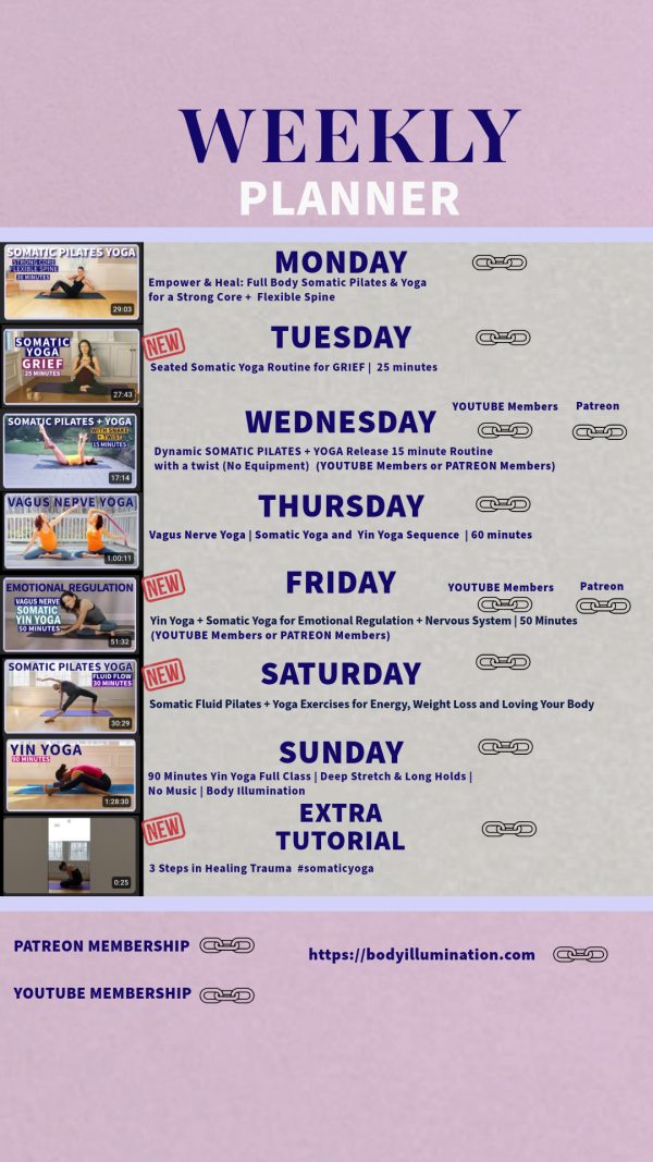 WEEKLY CALENDAR - Body Illumination YOGA PILATES with Rebekah Yoga Calendar