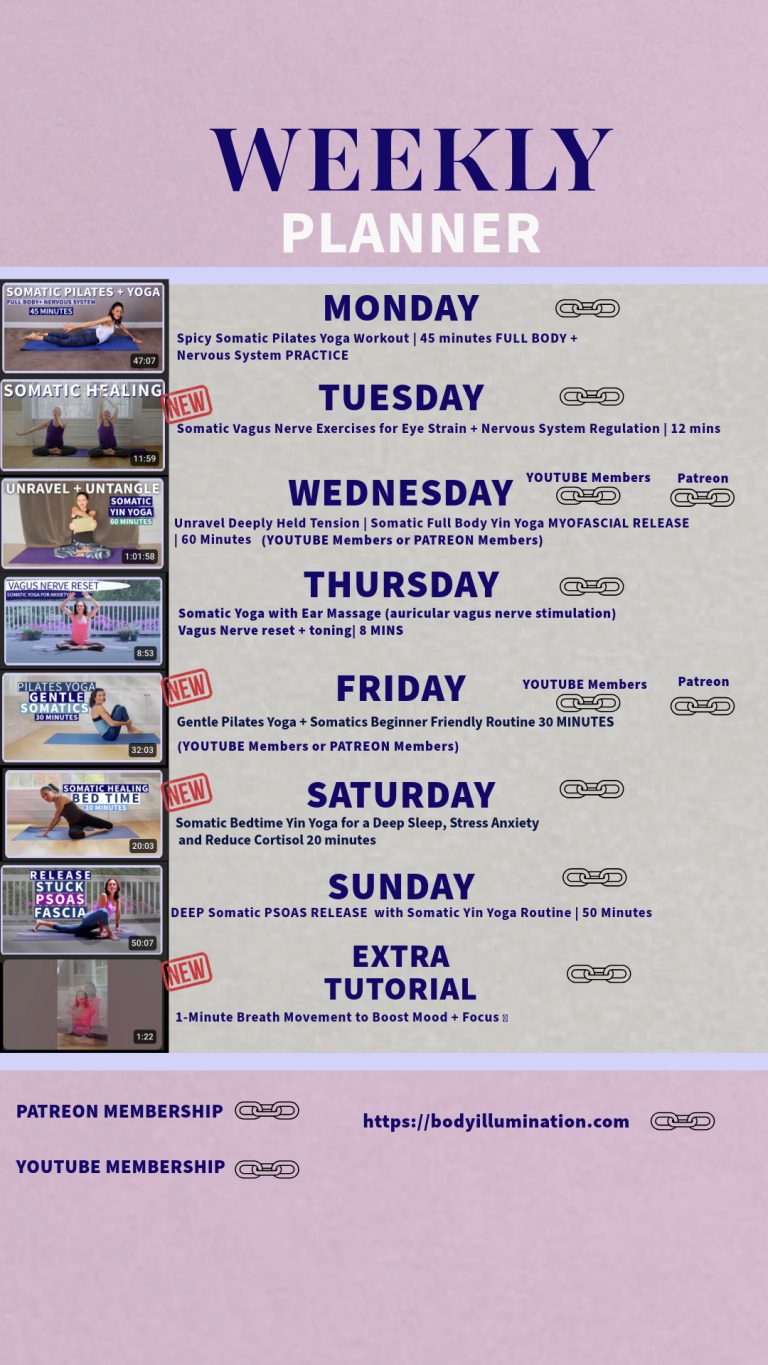 WEEKLY CALENDAR - Body Illumination YOGA PILATES with Rebekah Yoga Calendar